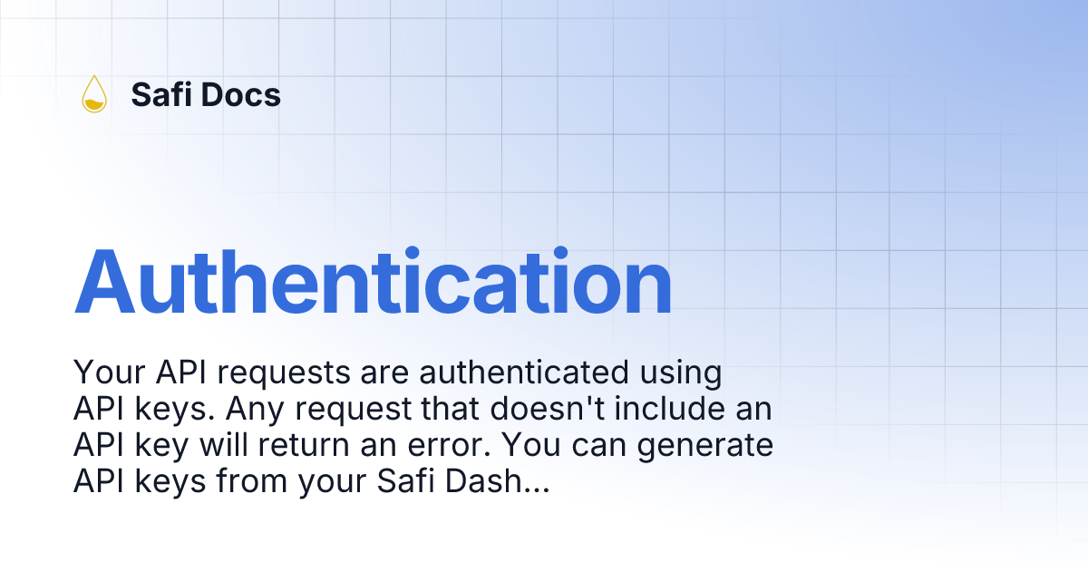 Authentication | Safi Docs